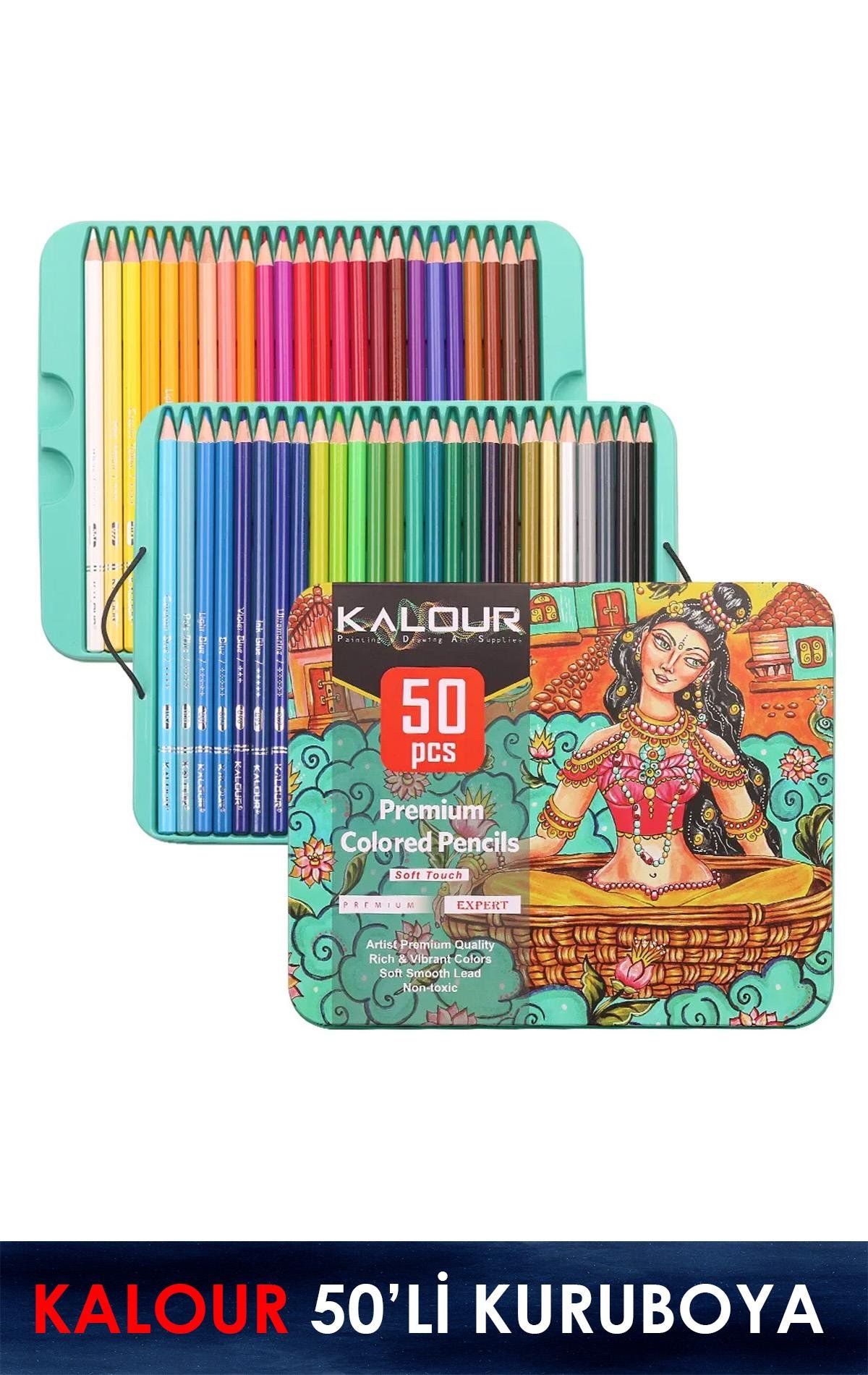 Vox Art Kalour 50'li Kuru Boya Kalem Seti - Metal Kutulu