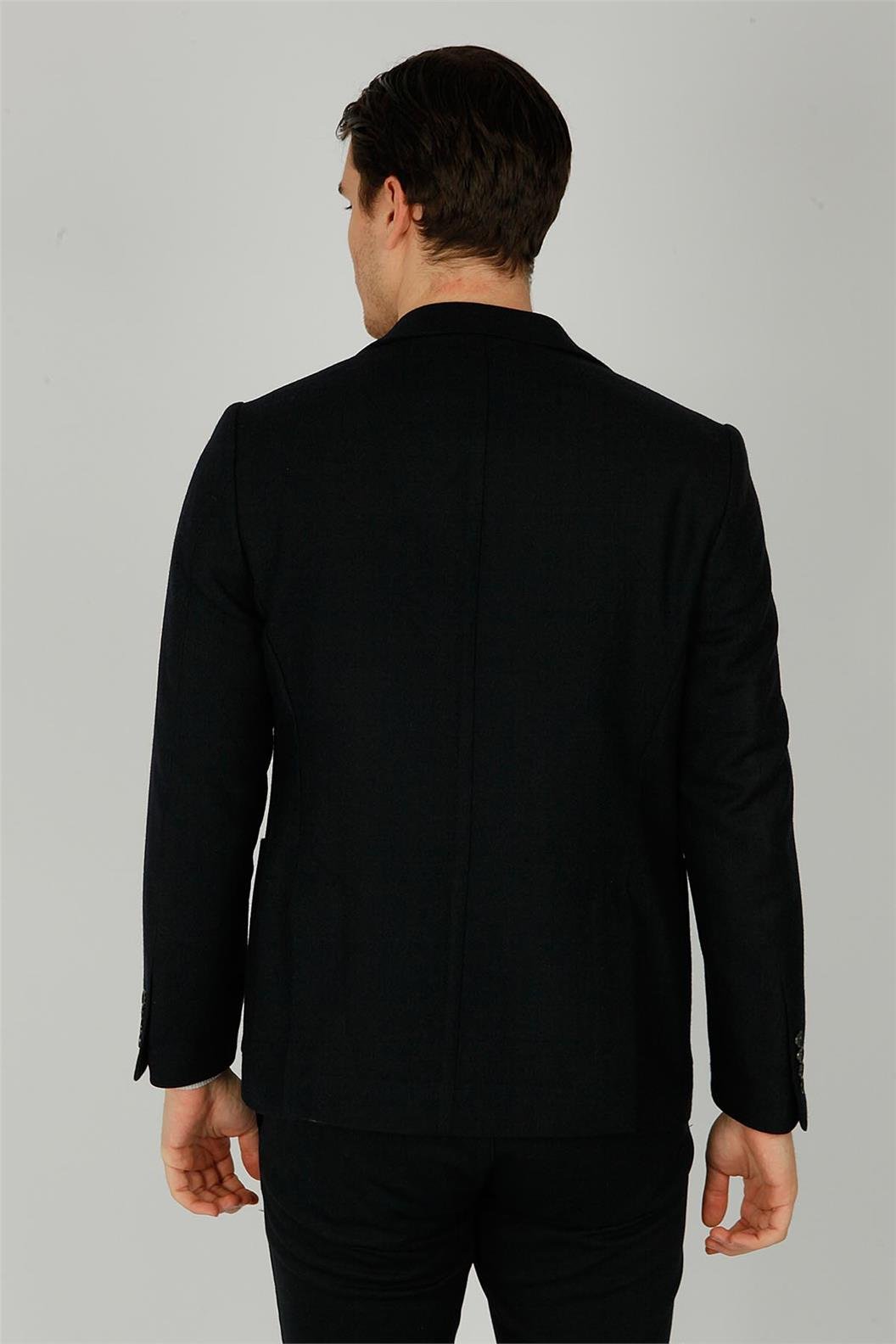 Lacivert Comfort Fit 6 Drop Ceket