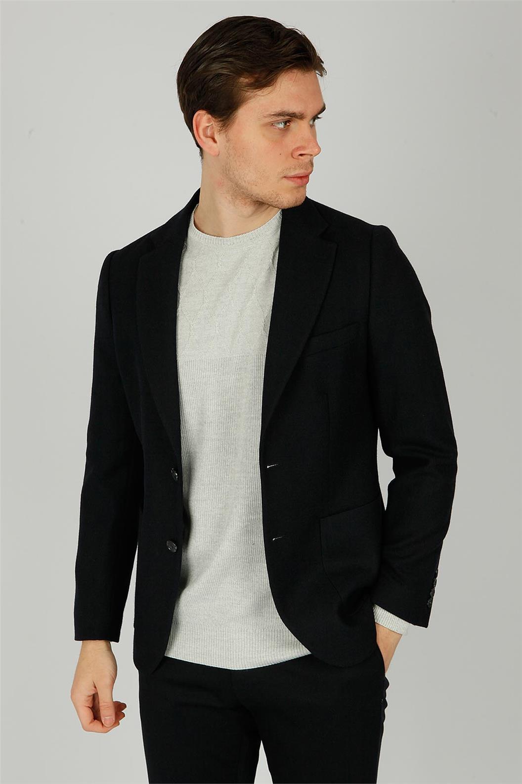 Lacivert Comfort Fit 6 Drop Ceket