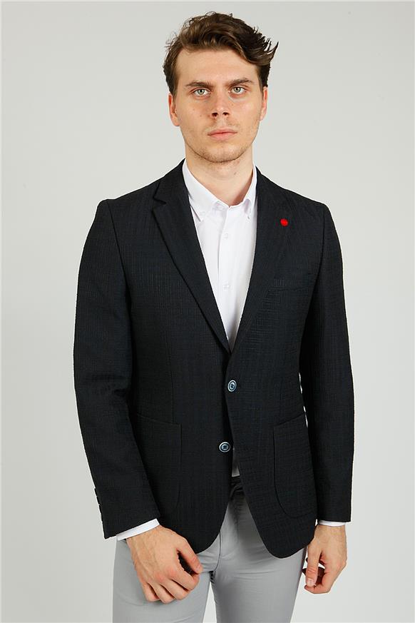 Lacivert Comfort Fit 6 Drop Ceket