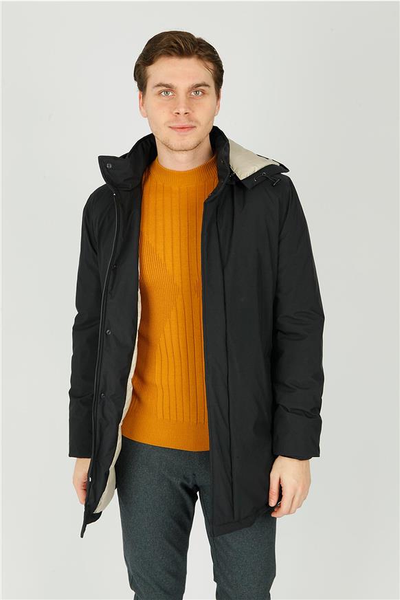 Lacivert Kapişonlu Kışlık Mont