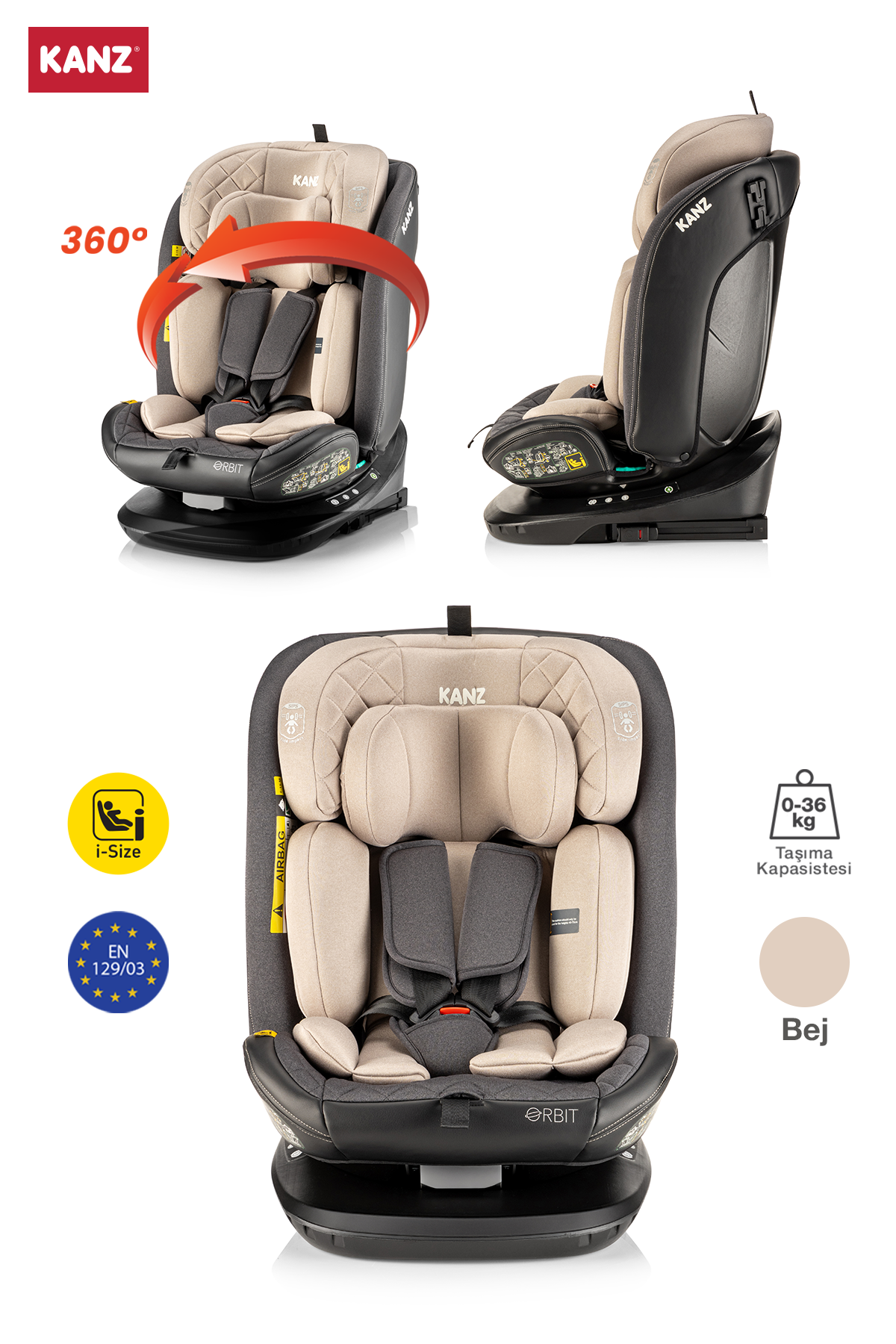Kanz Orbit i-Size (0-36kg) Oto Koltuğu Bej