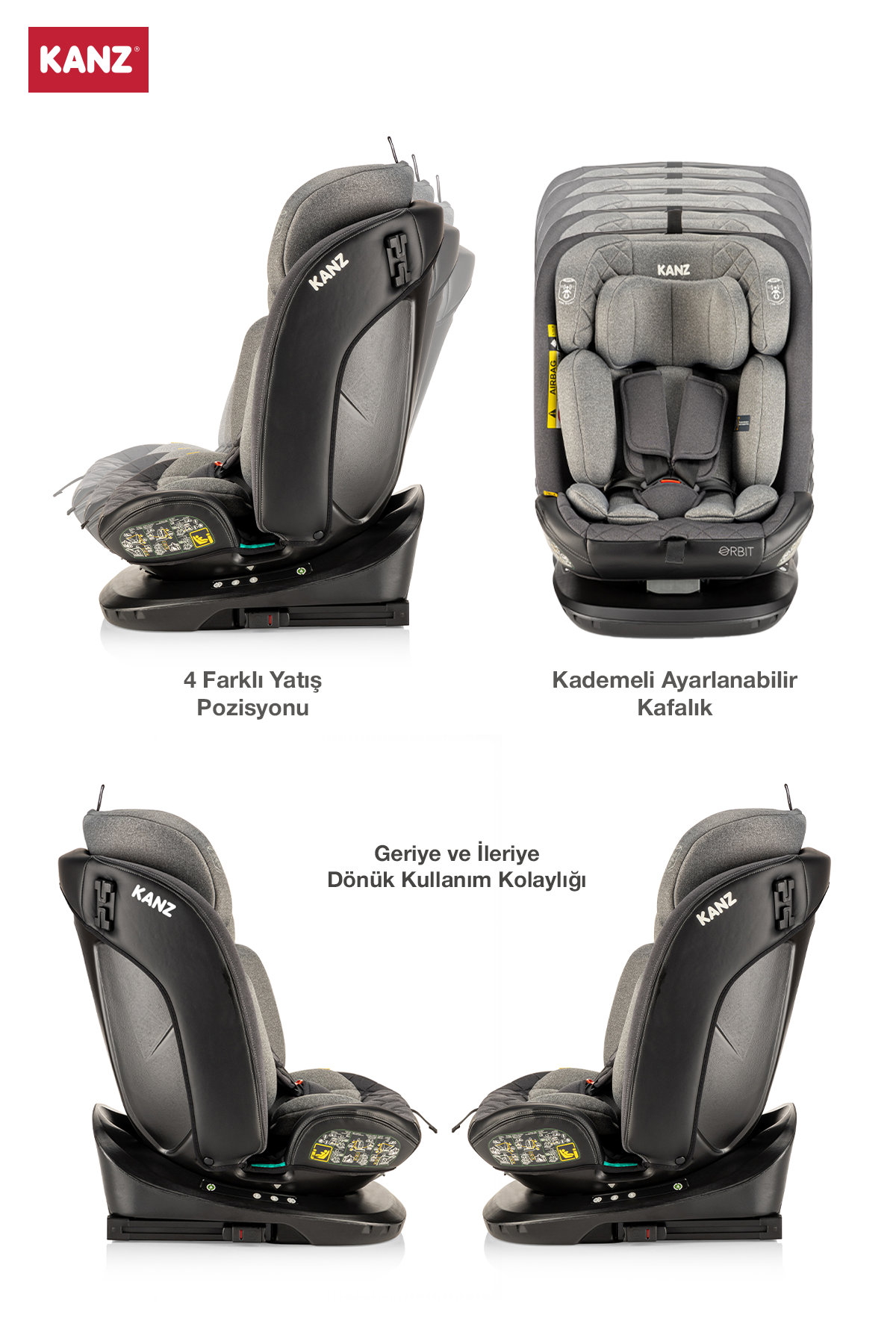 Kanz Orbit i-Size (0-36kg) Oto Koltuğu Gri