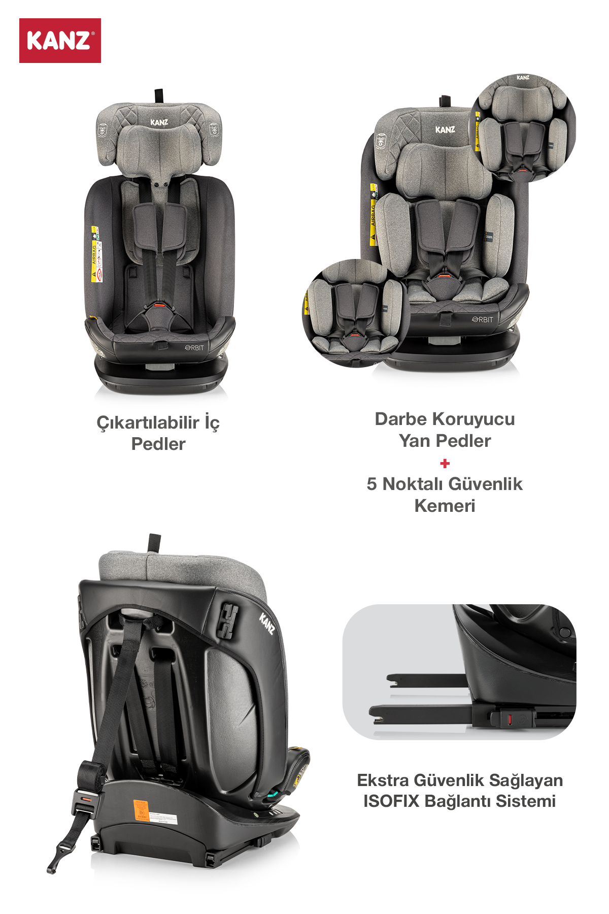 Kanz Orbit i-Size (0-36kg) Oto Koltuğu Gri