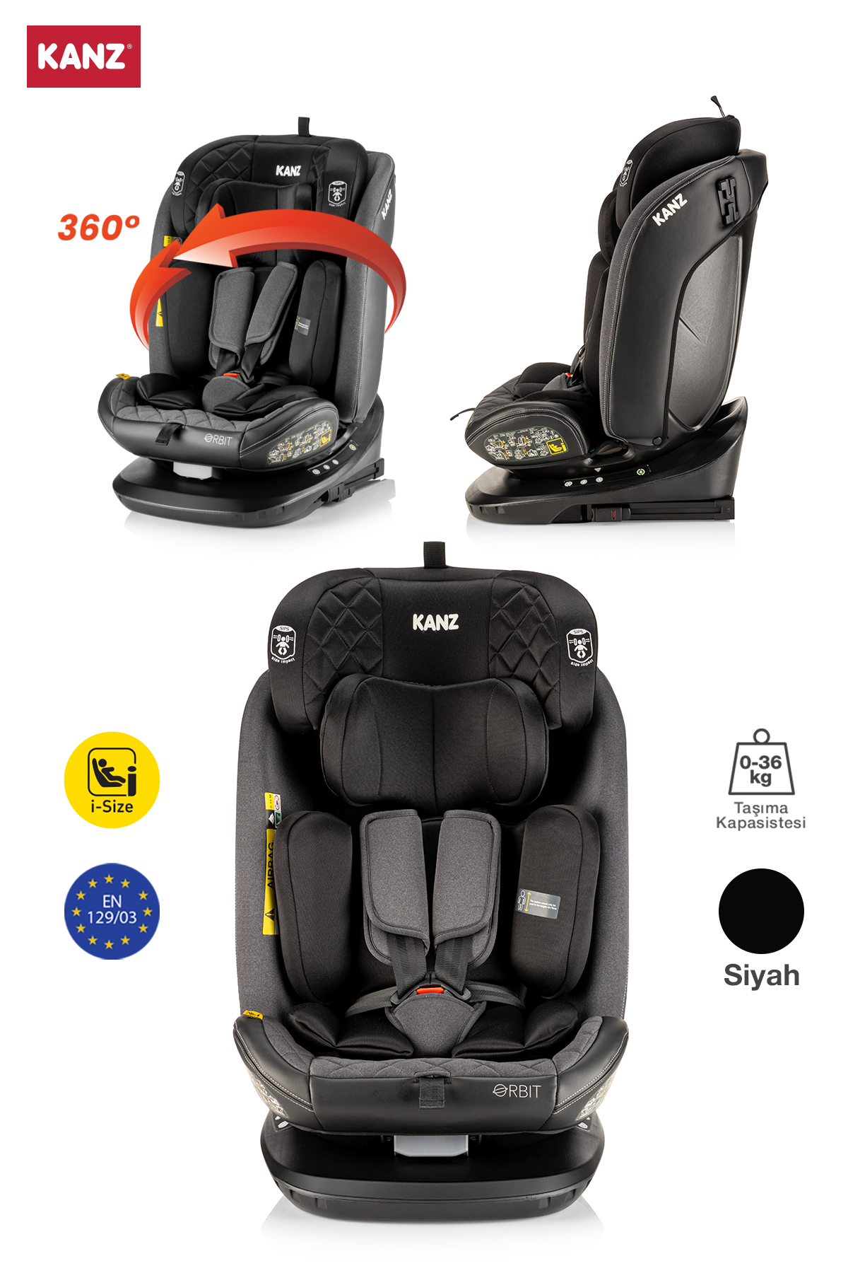 Kanz Orbit i-Size (0-36kg) Oto Koltuğu Siyah