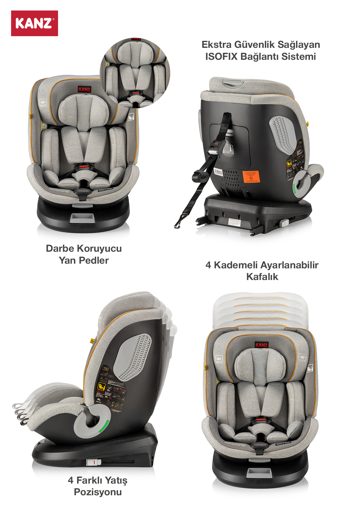 Kanz Safe N Rest i-Size (0-36) Oto Koltuğu Siyah