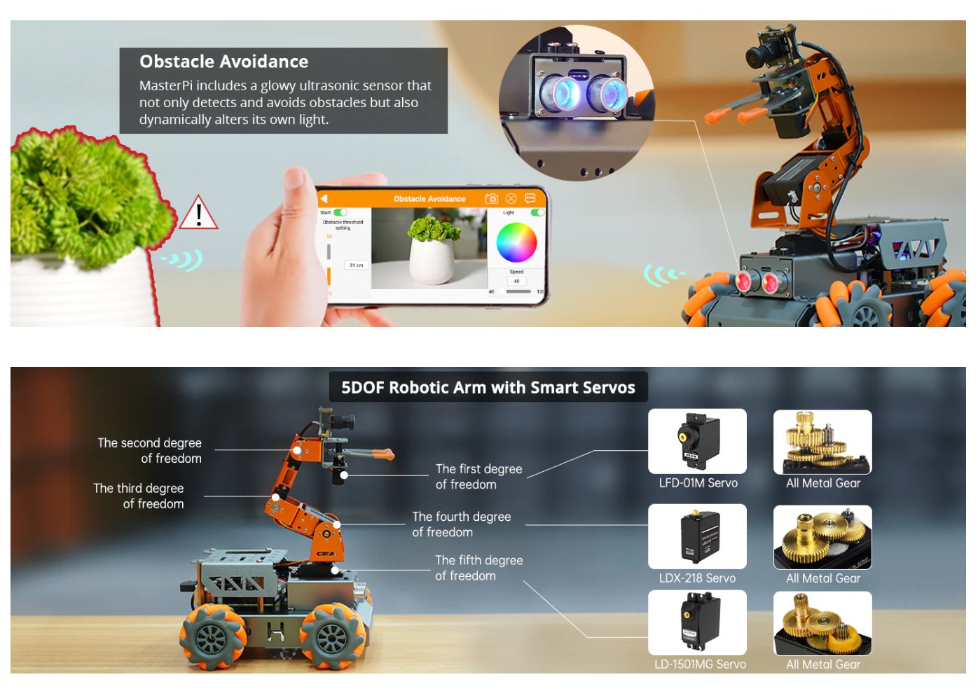 Hiwonder MasterPi AI Görüş Robot Kolu Mecanum Tekerlekli Araba Açık ...