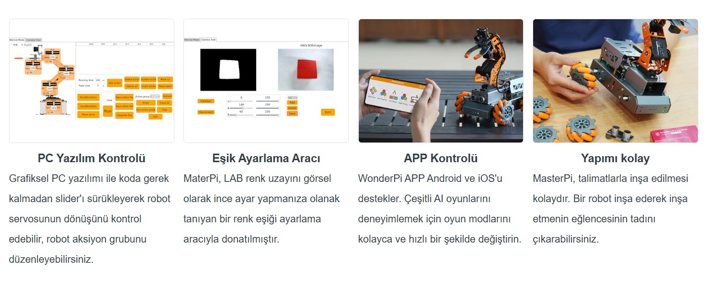 Hiwonder MasterPi AI Görüş Robot Kolu Mecanum Tekerlekli Araba Açık ...