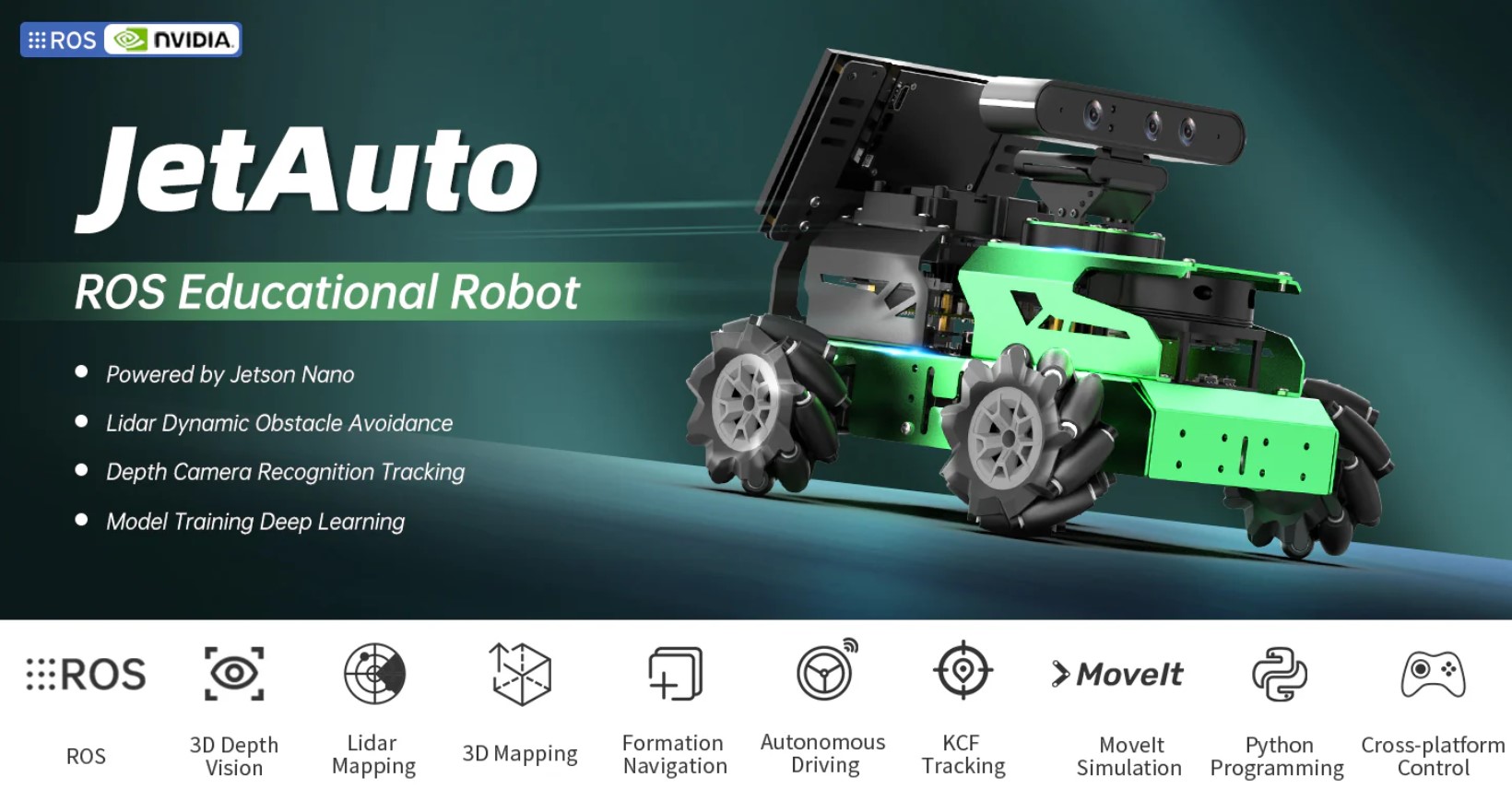 Hiwonder JetAuto ROS1 ROS2 Jetson Nano Lidar ve Derinlik Kameralı Robot Araba Standart Kit