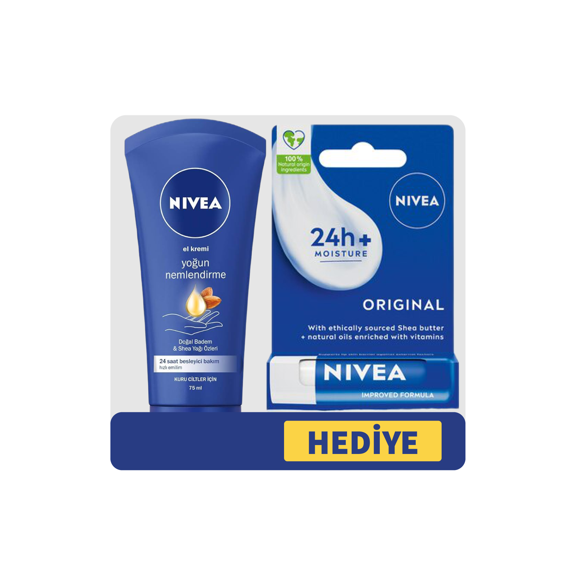 Nivea El Kremi Yoğun Nemlendirme 75 ml + Nivea Original Care Dudak ...