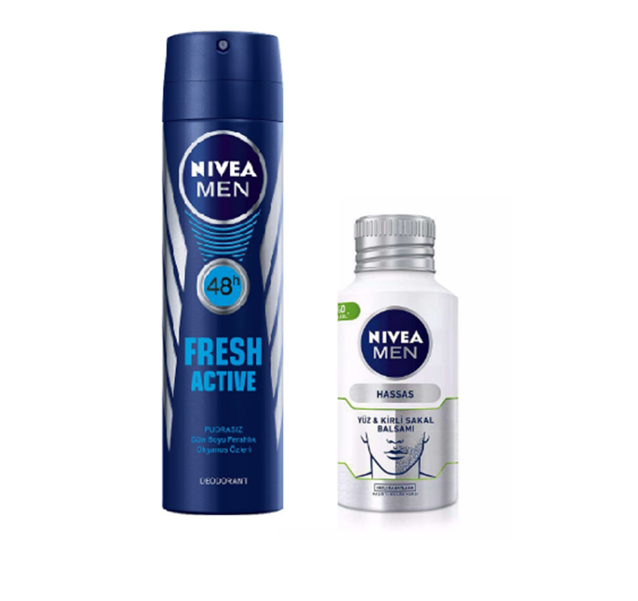 Nivea Men Deodorant Fresh Active Erkek 150 Ml + Nivea Men Yüz ve Kirli Sakal Balsamı Hassas ...