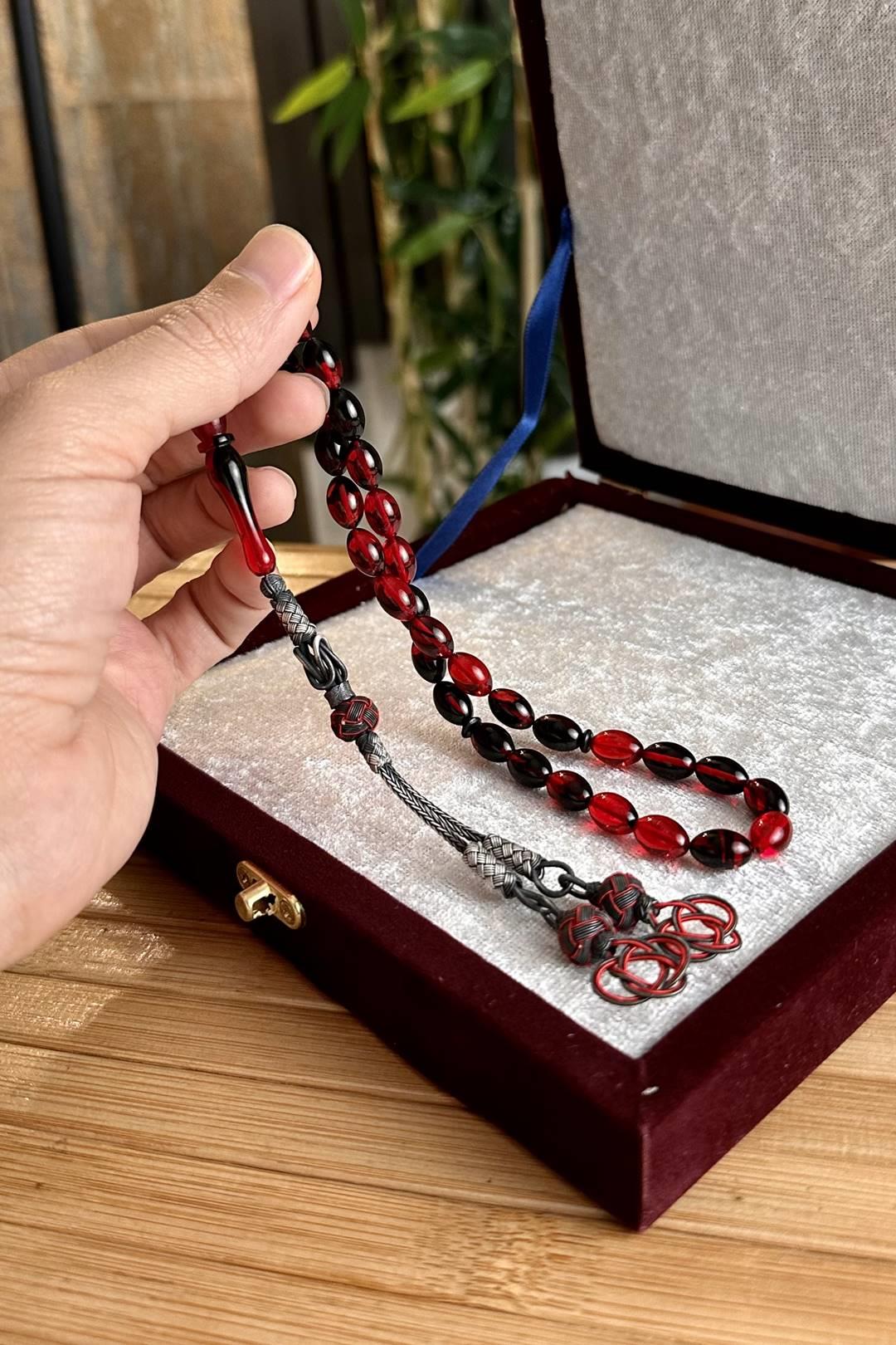 Kazaz Püskül Trend Model Ateş-i Sıkma Kehribar Tesbih - Dergah Tesbih