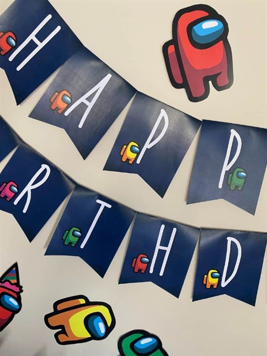 Among Us Temalı Harf Banner │ partimugi.com