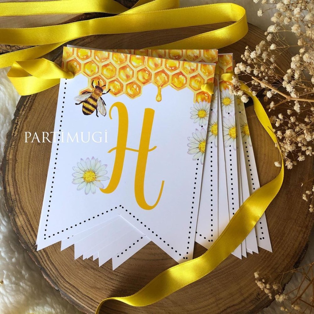 Arı Kovanı Temalı Harf Banner │ partimugi.com