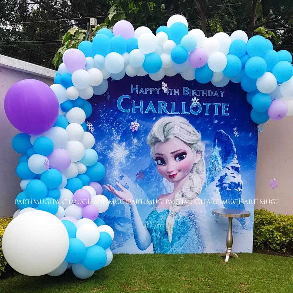 Elsa Frozen Temalı 2x2 mt Ayaklı Dev Pano │Partimugi