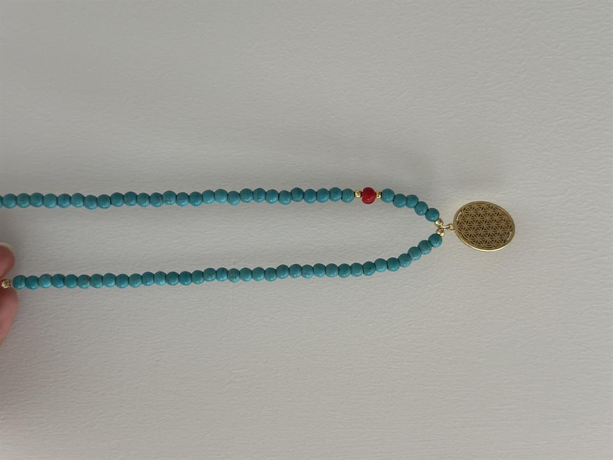 Mavi Boncuk Tasarım Gold Detay Kolye