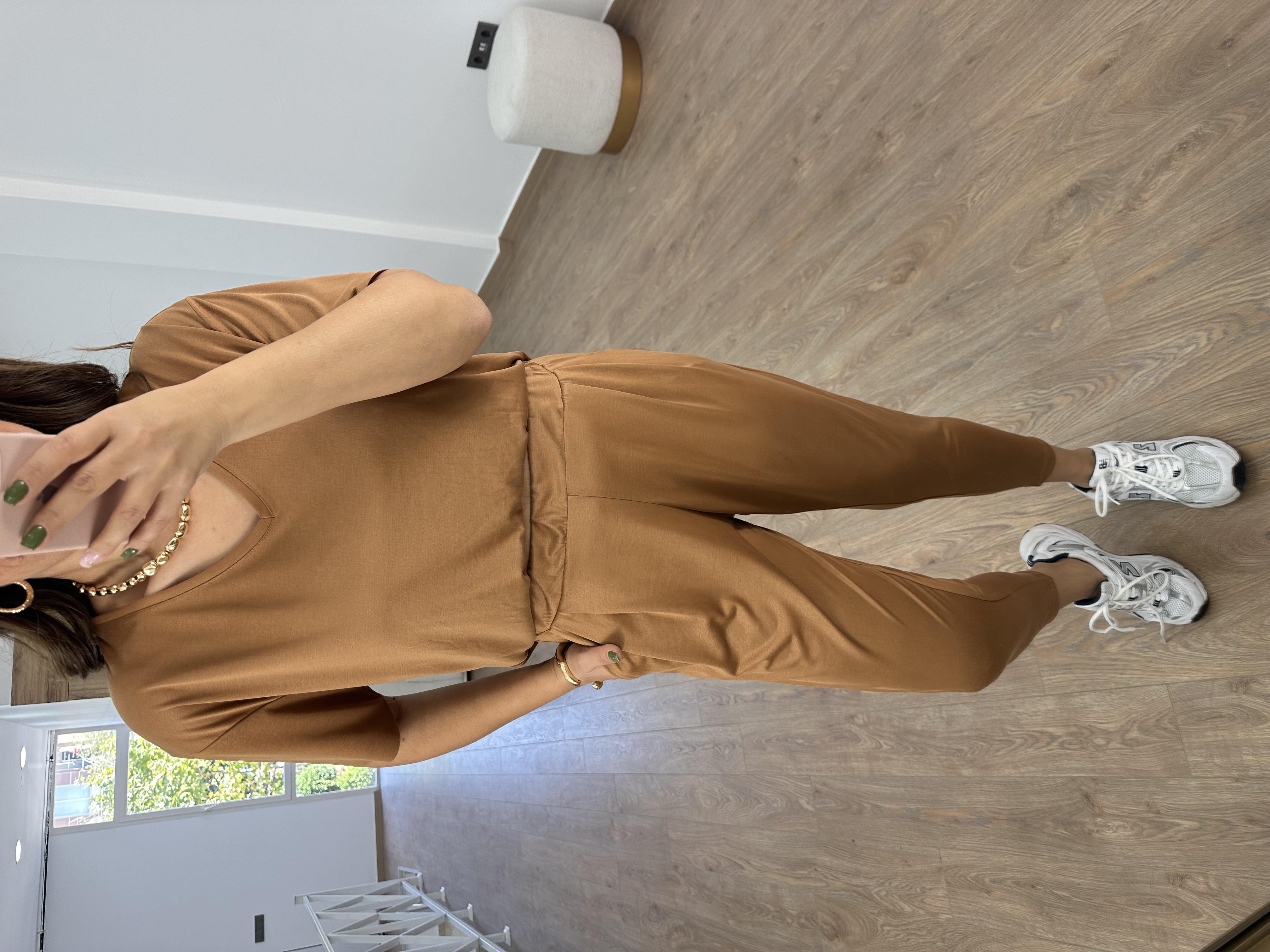 %100 Modal Şalvar Pantolon-Camel