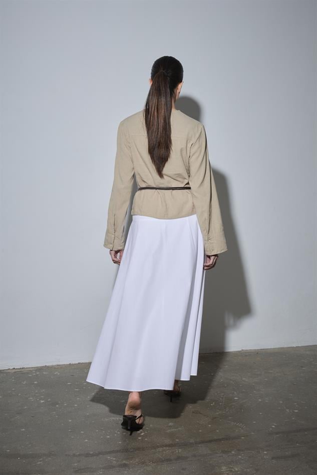 Bej Lizi Keten Gömlek | Suud Collection