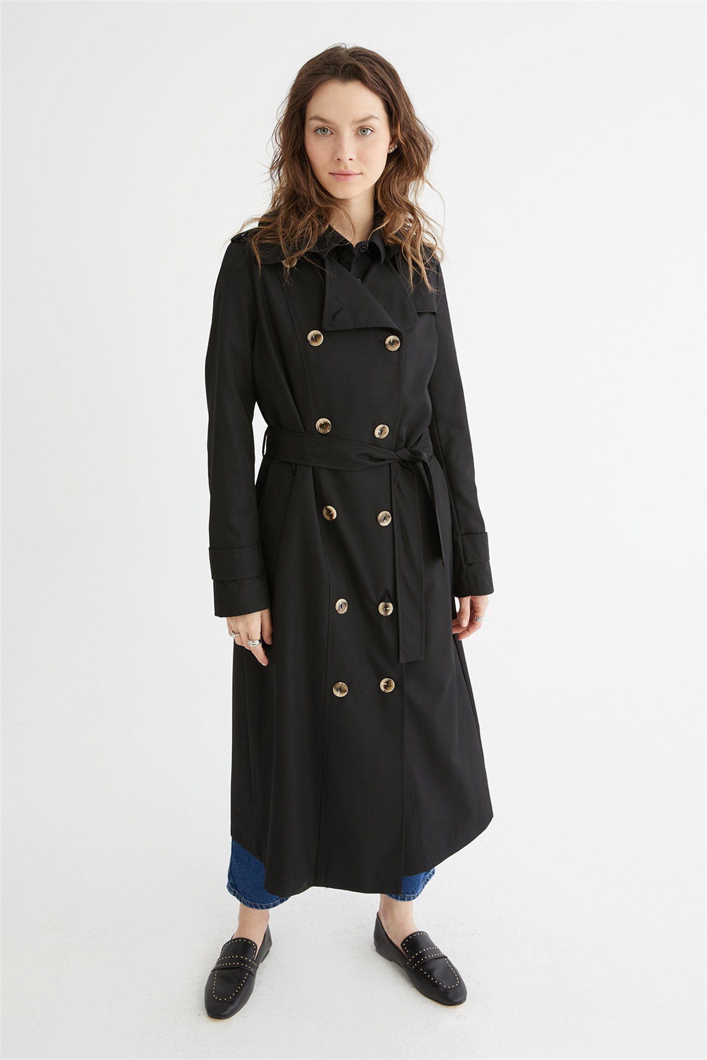Black Timeless Gabardine Trench Coat | Suud Collection Black Timeless Gabardine Trench Coat | Suud Collection