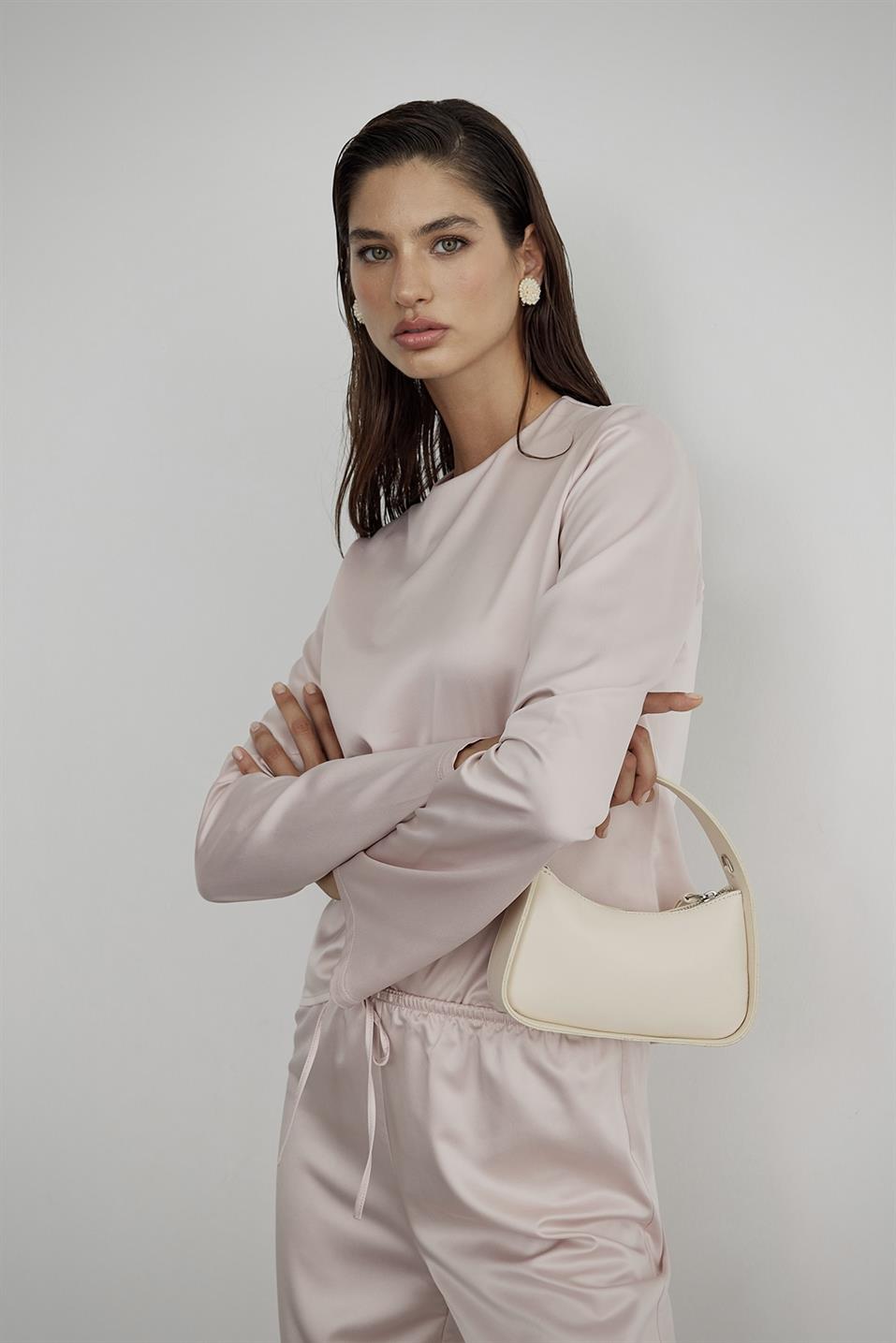 Beige Mini Moon Bag | Suud Collection