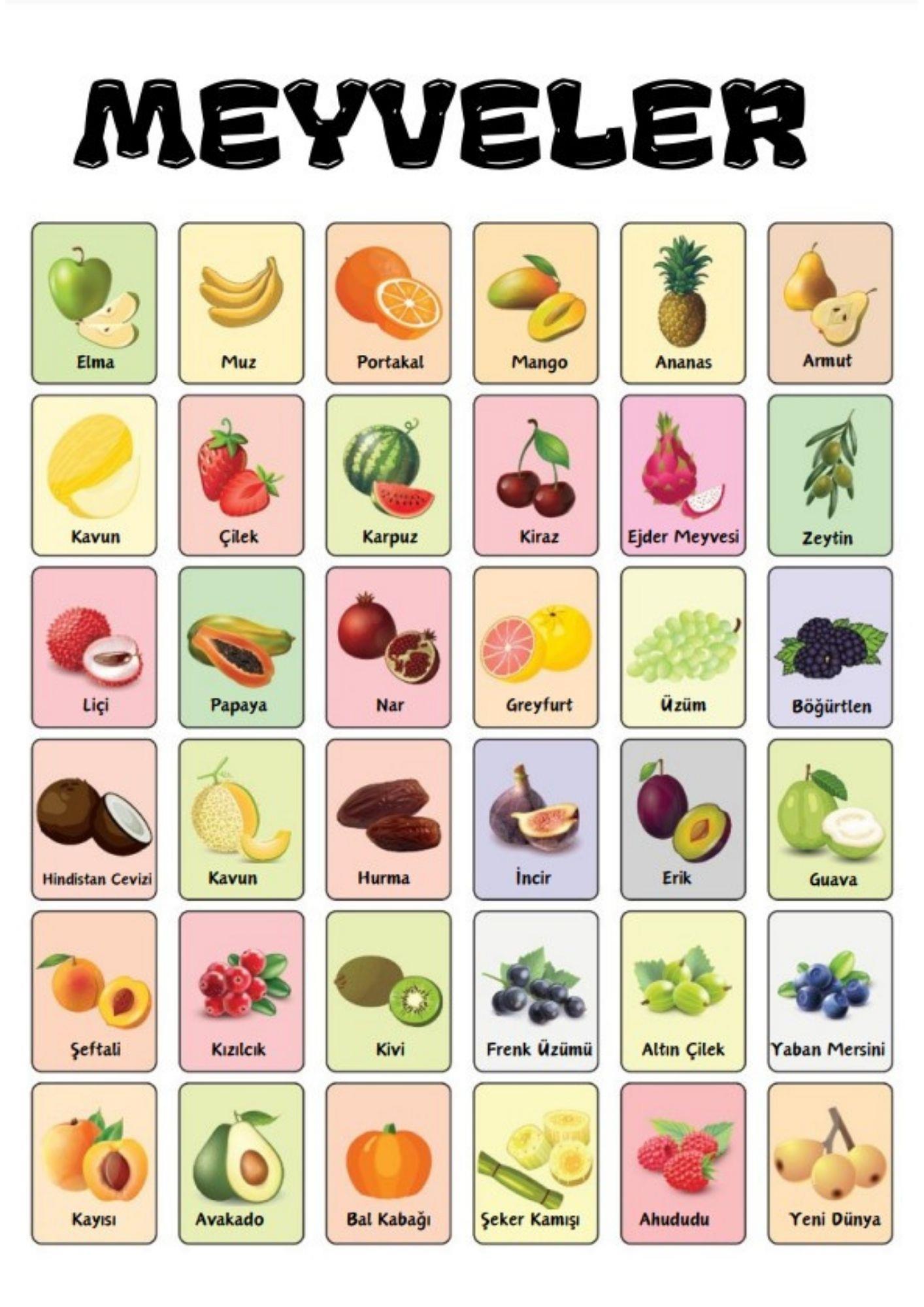 Meyve ve Sebzeleri Öğreten YAZ-SİL Kitabı