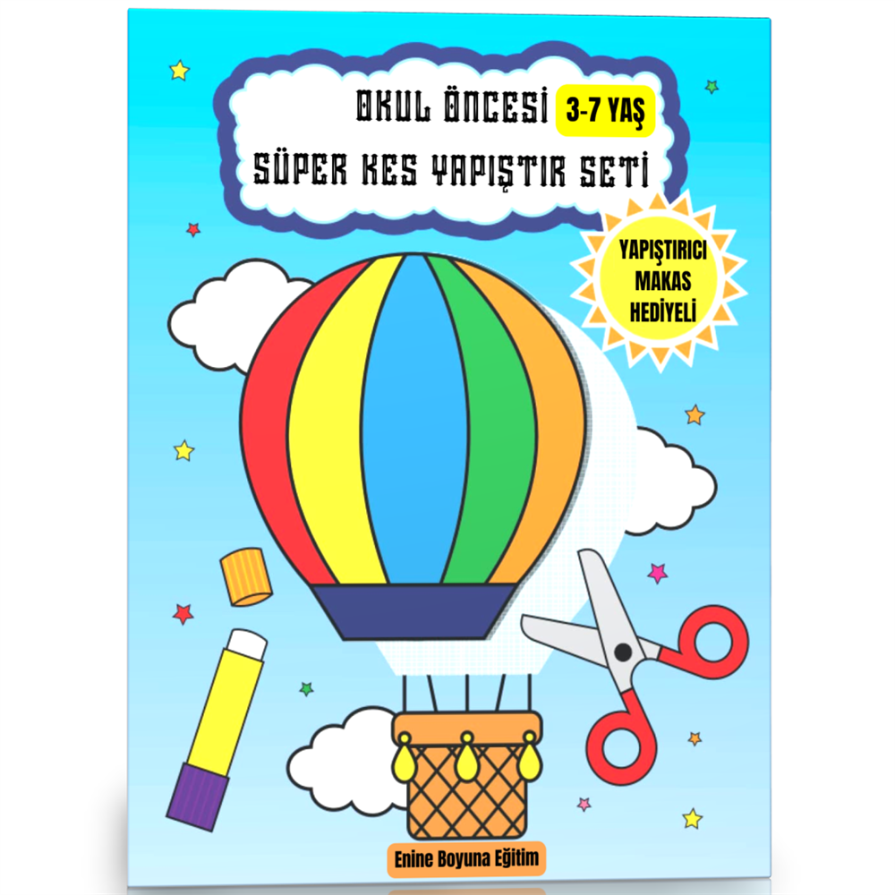 Okul Öncesi Süper Kes Yapıştır Seti Makas Ve Yapıştırıcı İlaveli