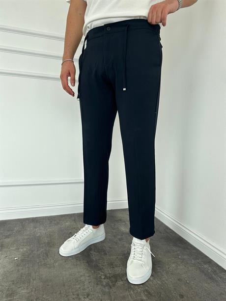 Lacivert İpli Bel Ayarlanabilir Pantolon