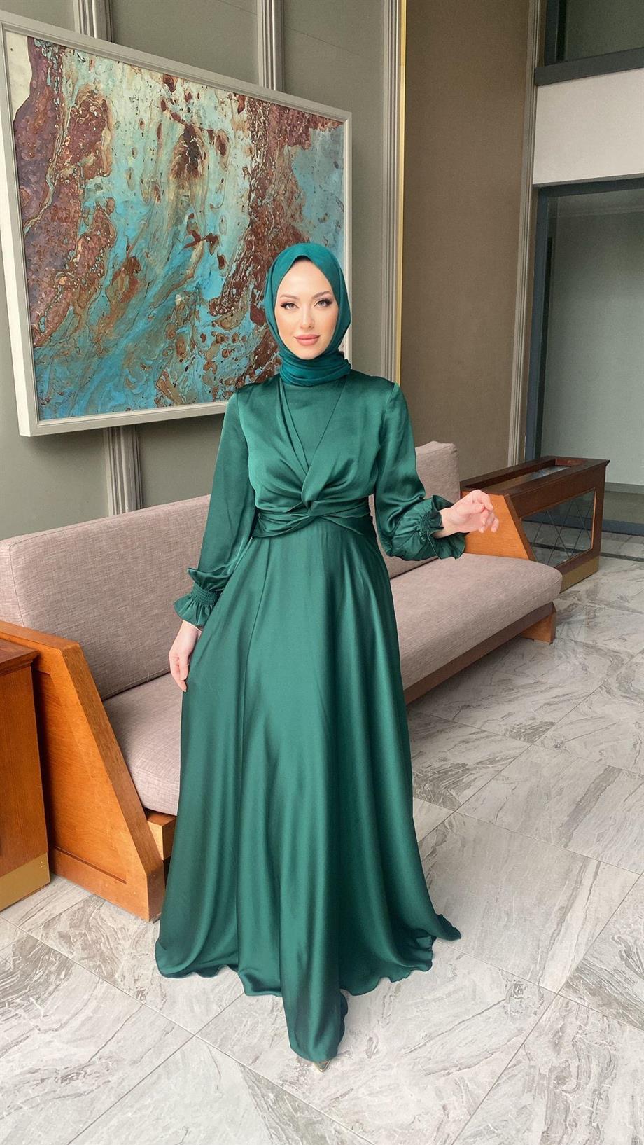 Flower Abiye Zümrüt Yeşili