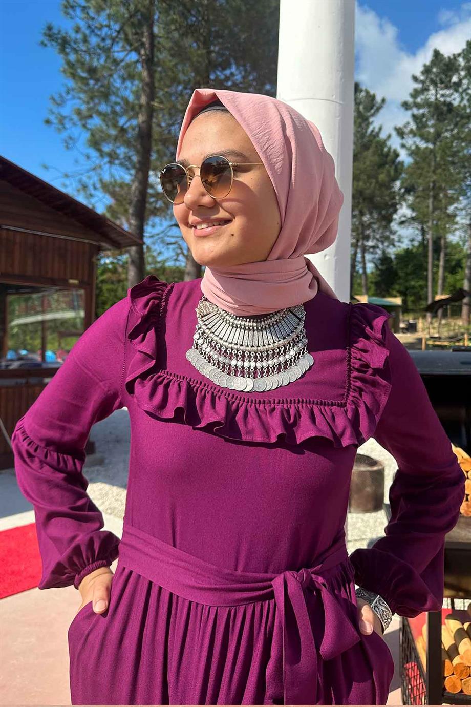 Asude Elbise Fuşya | Rabia Şamlı | Tesettür Giyim, Elbise ve Kadın ...