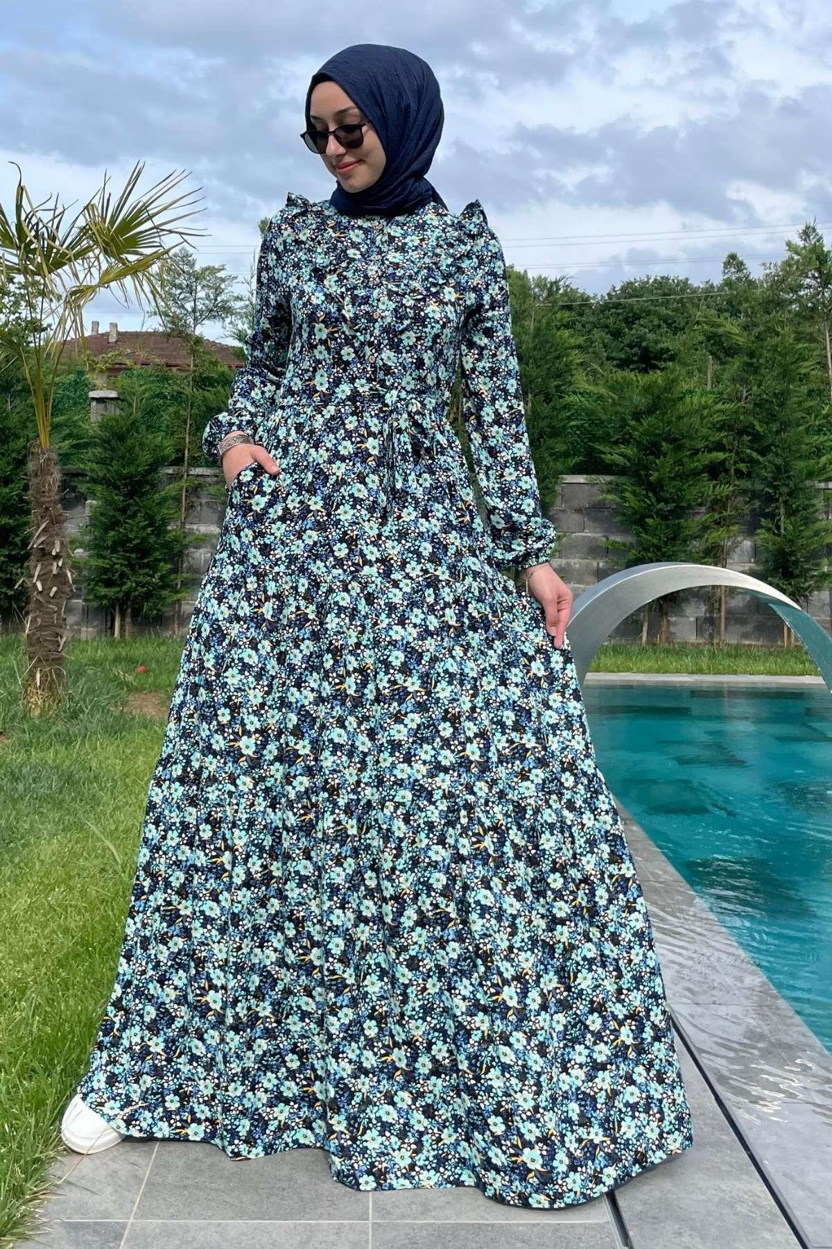 Feriz Çiçekli Elbise | Rabia Şamlı | Tesettür Giyim, Elbise ve Kadın ...