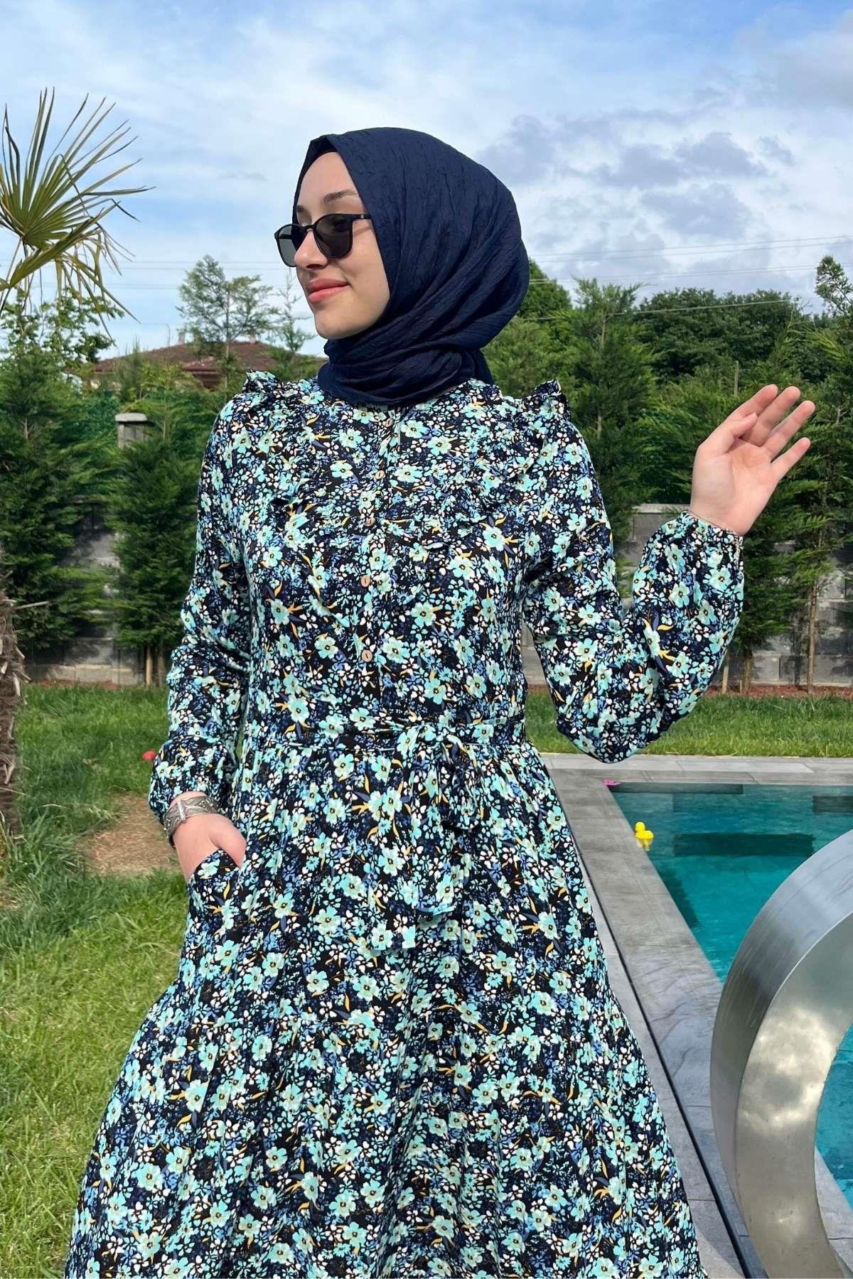 Feriz Çiçekli Elbise | Rabia Şamlı | Tesettür Giyim, Elbise ve Kadın ...