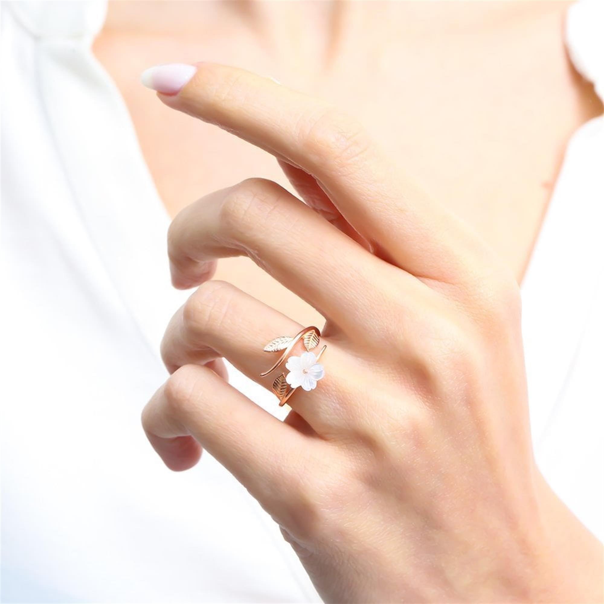 Manolya Çiçeği Parıltısı Rose Renk Gümüş Yüzük | Mia Vento