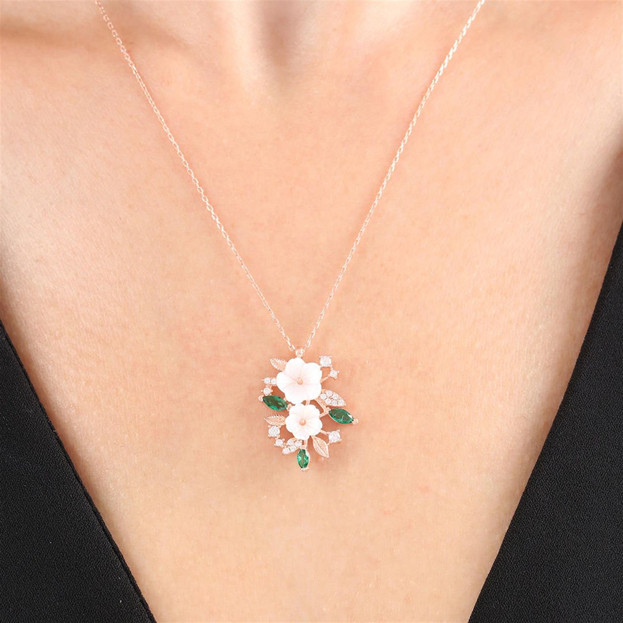 Manolya Çiçeği Zümrüt Taşlı Bahar Senfonisi Rose Renk Flowers Gümüş ...