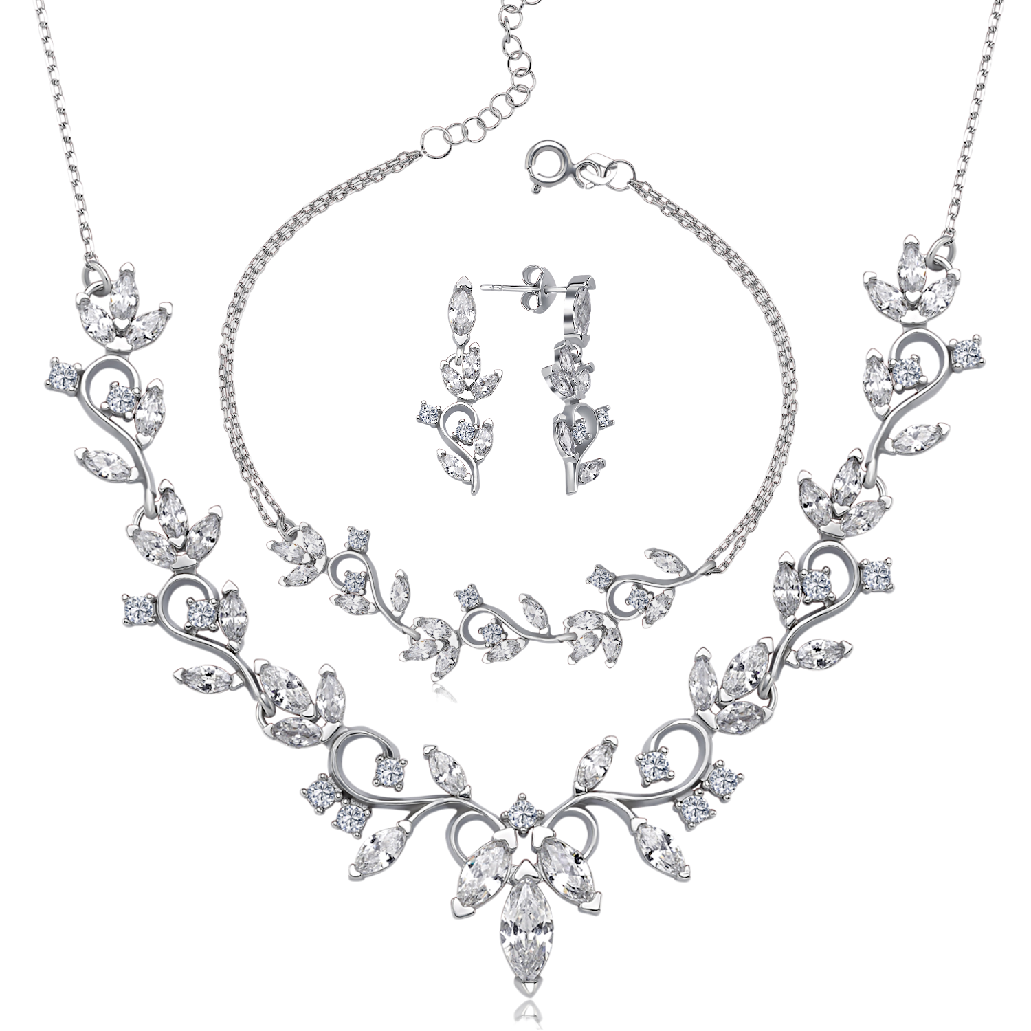 Pırlanta Montür Aşk Bestesi Gümüş Su Yolu Set | Mia Vento