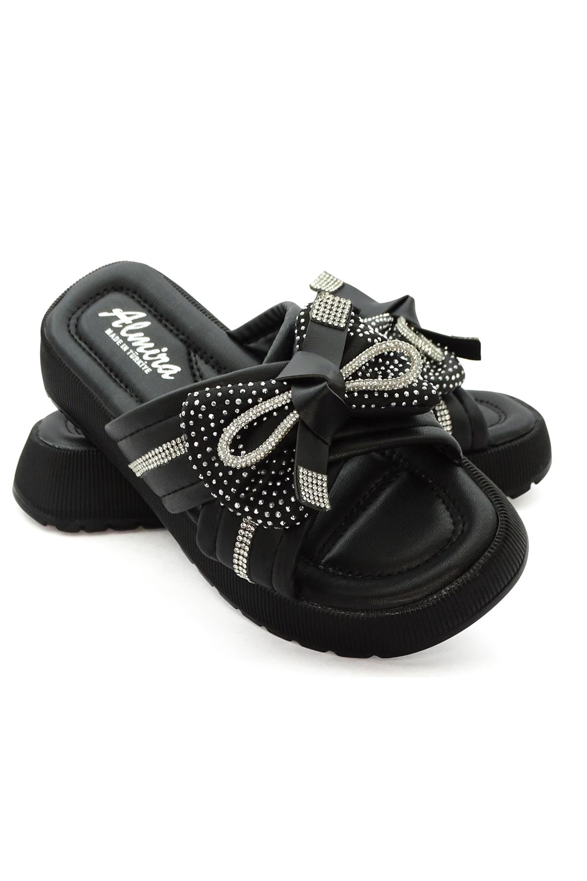 Letao Kadın Siyah Taşlı Rahat Şık TerlikKADIN TERLİK & SANDALETLetao