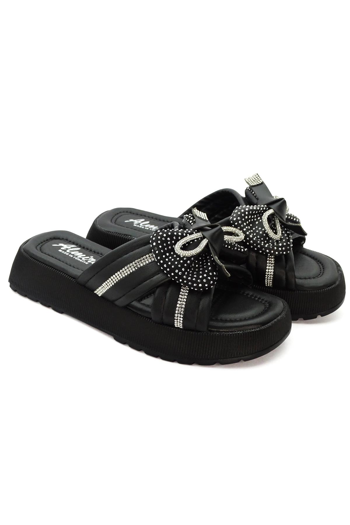 Letao Kadın Siyah Taşlı Rahat Şık TerlikKADIN TERLİK & SANDALETLetao