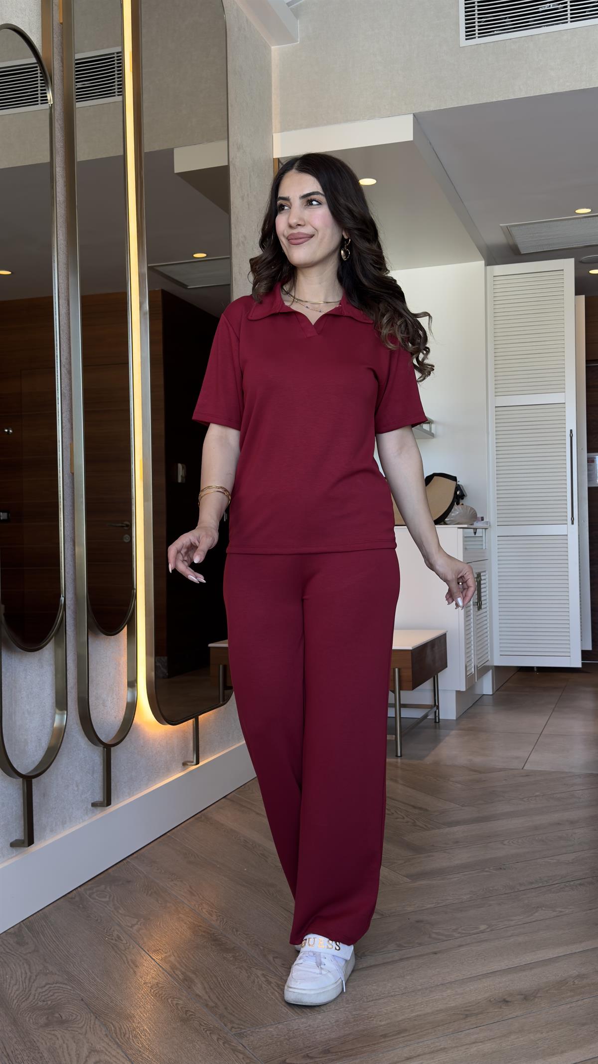 Yesa Bordo Polo Yaka Modal İkili Takım