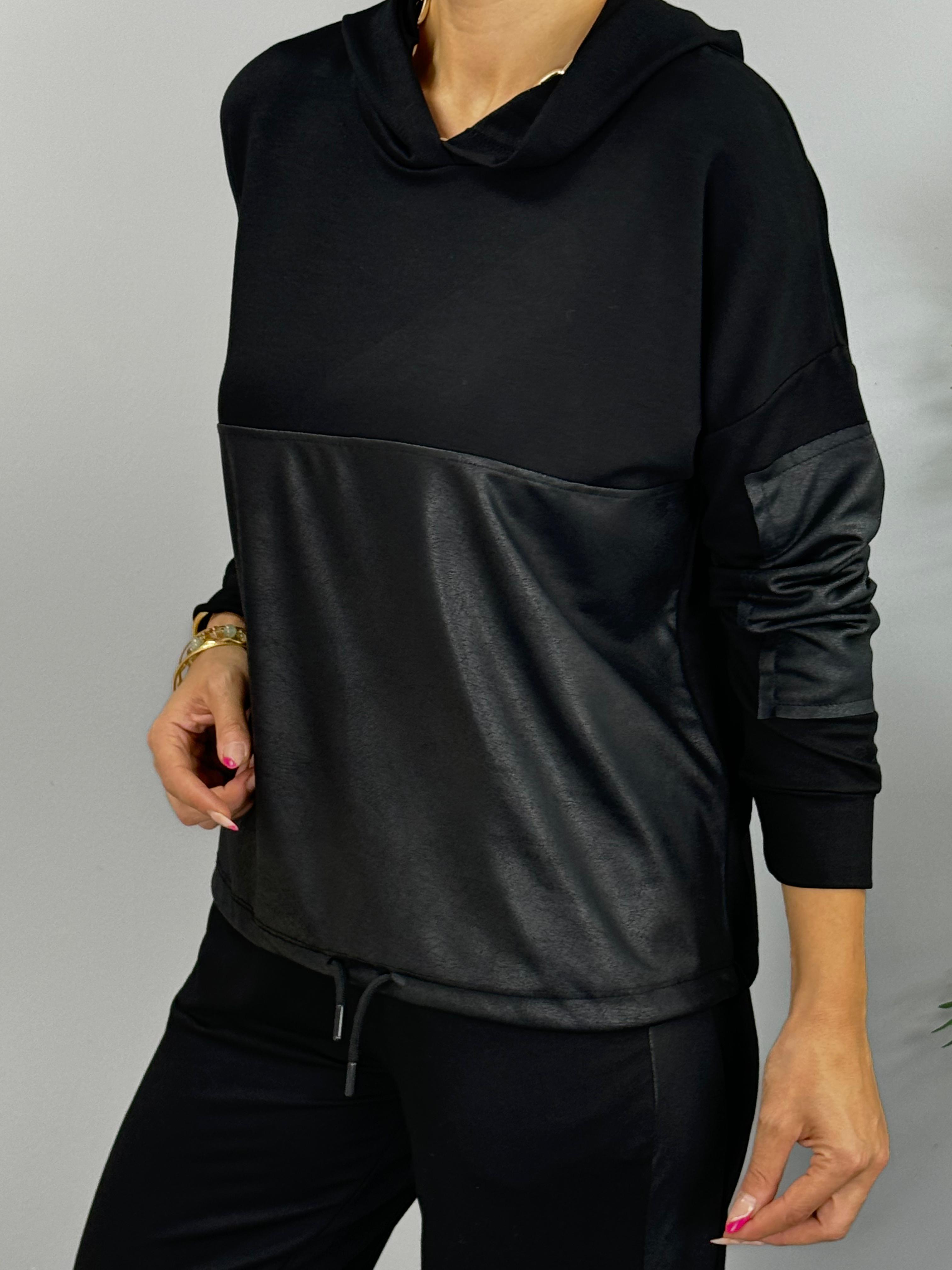 Bedy Siyah Kordonlu Kapüşonlu 2'Li Takım