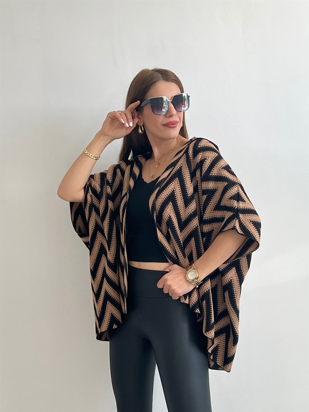 Eleny Siyah Mat Korseli Deri Tayt