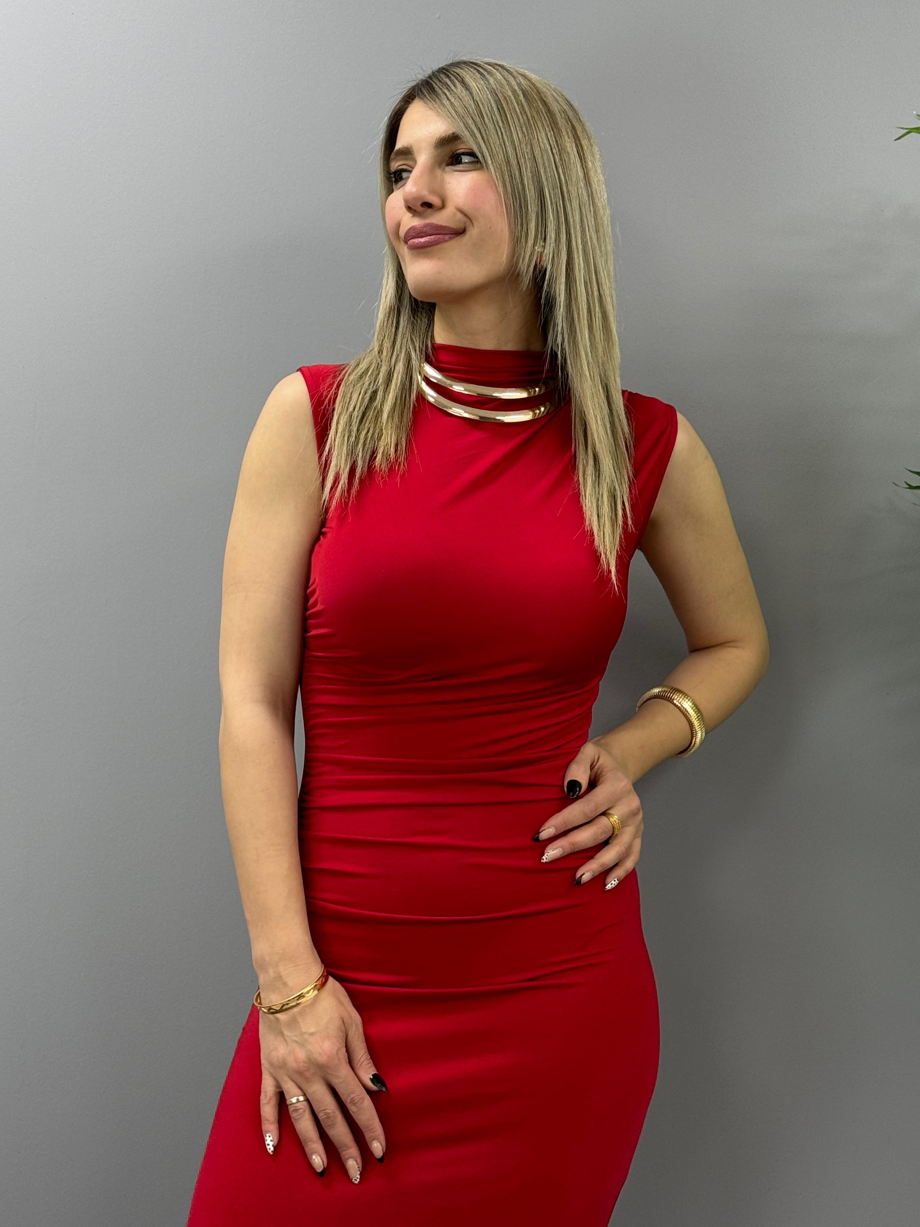 Sally Kırmızı Sandy Drapeli Elbise