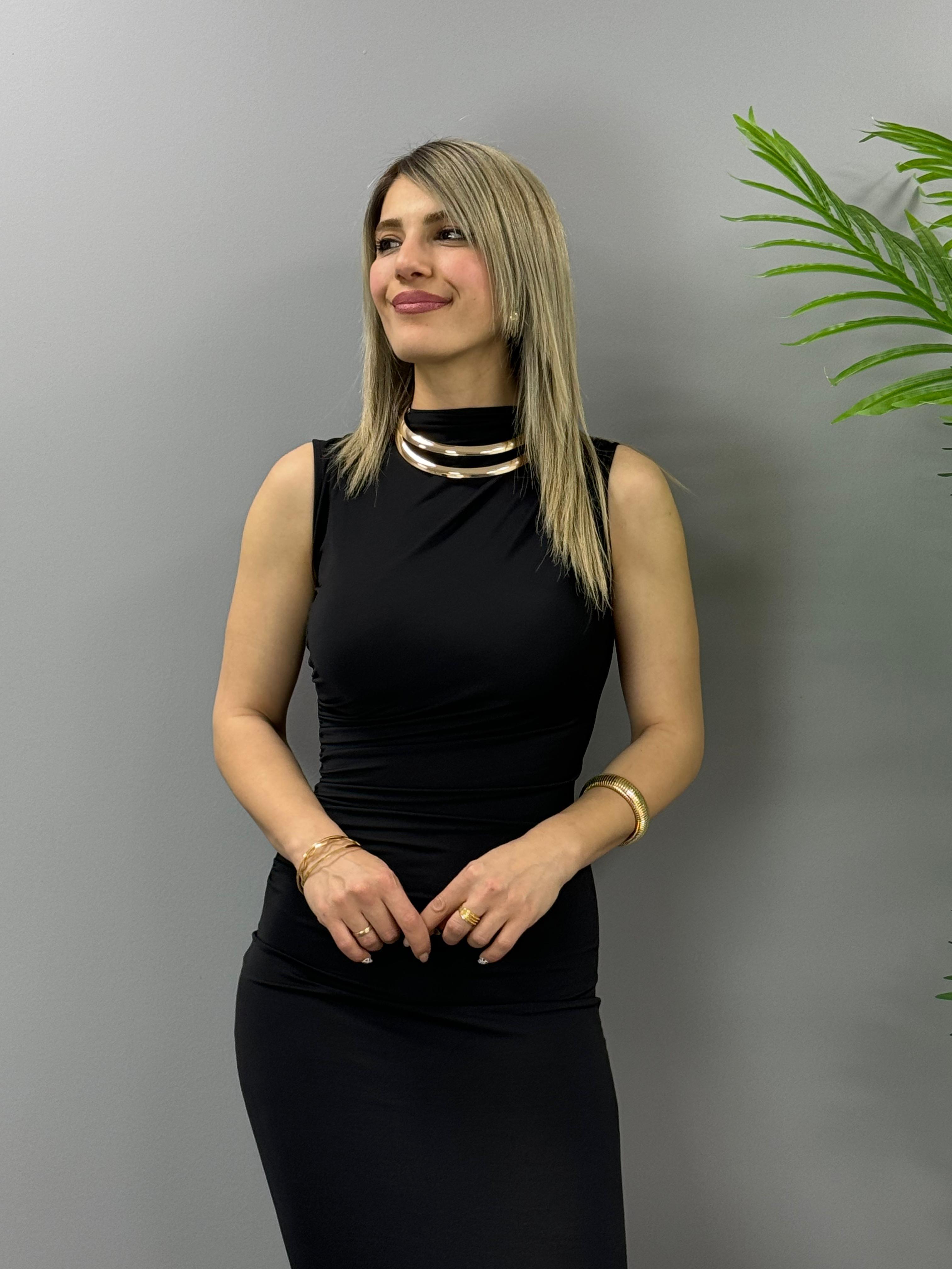 Sally Siyah Sandy Drapeli Elbise