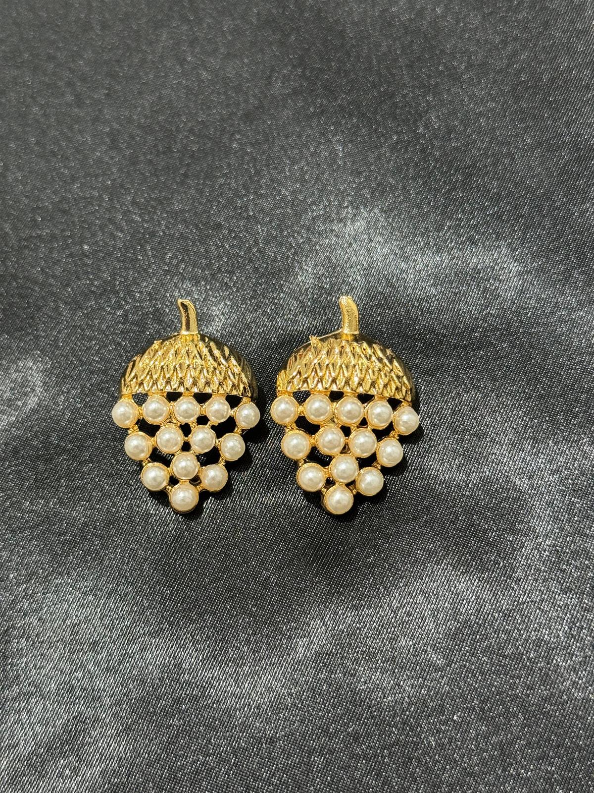 Gold Pinterest Tasarım İncili Küpe