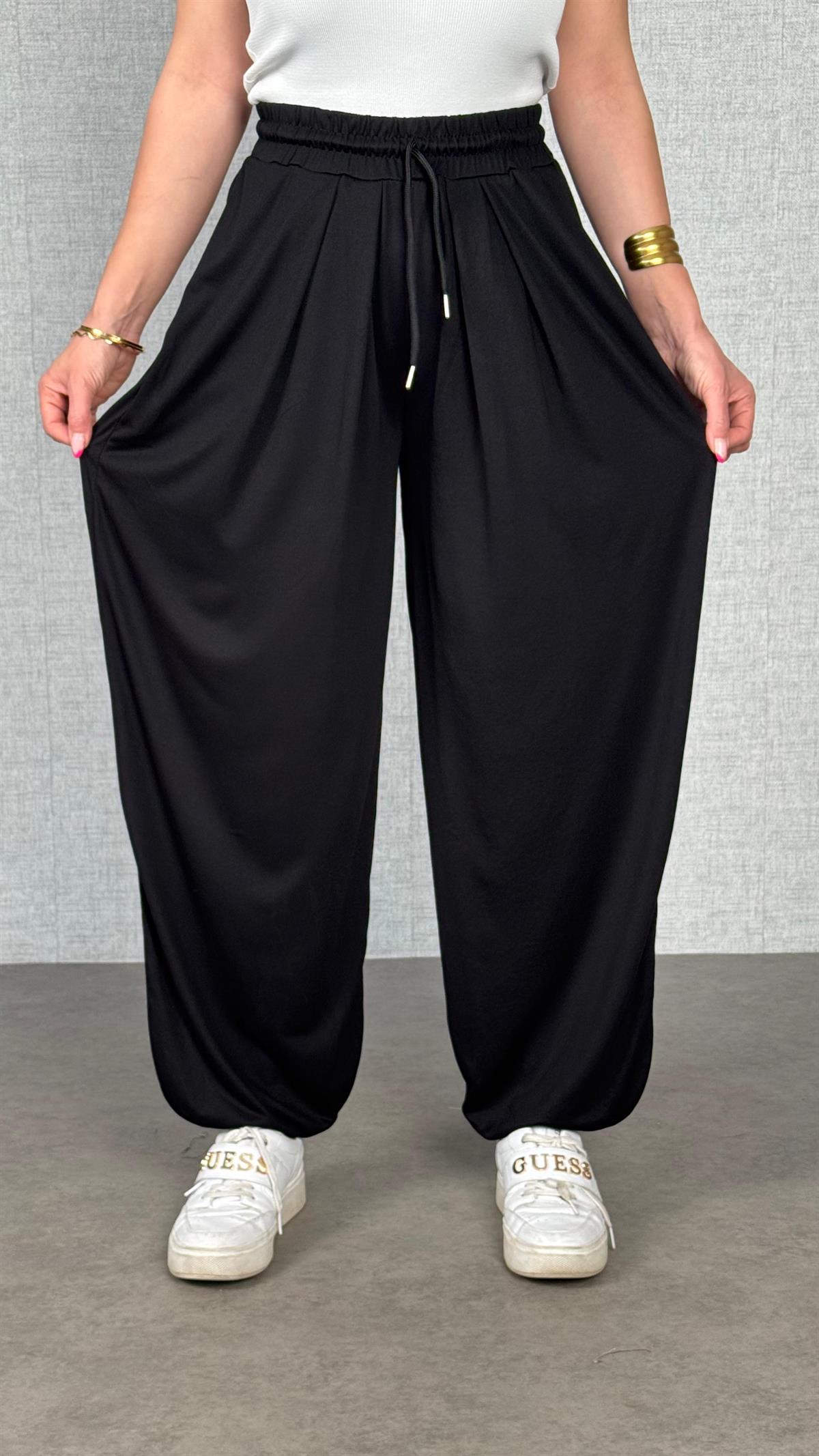 Rolin Siyah Modal Şalvar Pantolon