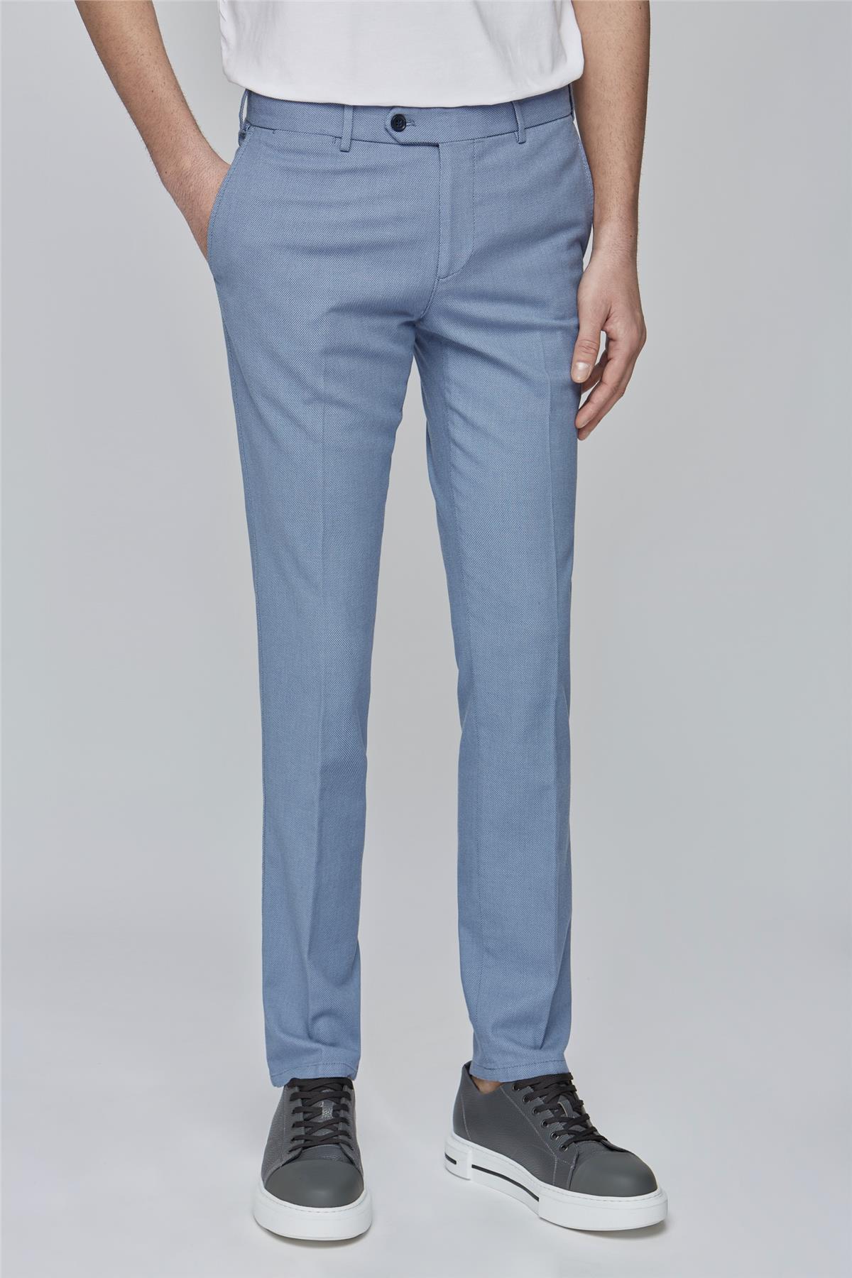 Ruba Pantolon Slim Fit Fit Mavi Dokulu Chino Pantolon