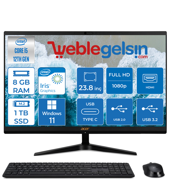 Acer Aspire C24-1700 Intel Core i5 1235U 8GB 1TB SSD Windows 11 Pro 23. ...