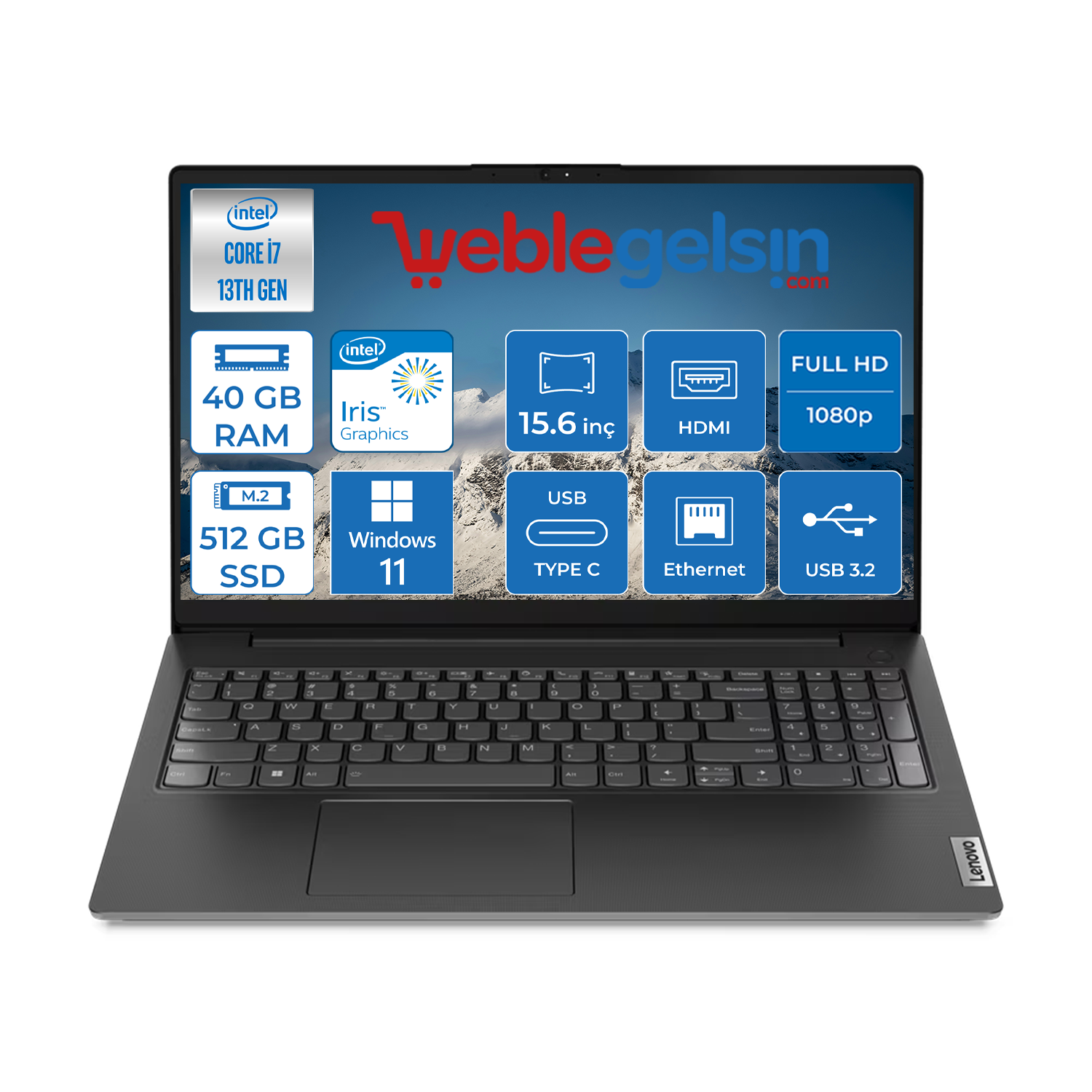 Lenovo V15 Gen4 Iru Intel Core i7 1355U 40GB 512GB SSD 15.6" Fullhd Windows 11 Pro Taşınabilir ...