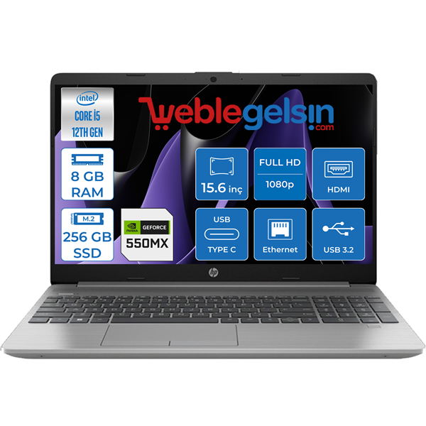 Hp 250 G9 Intel Core i5 1235U 8GB 256GB SSD 15.6" Fhd Freedos MX550 2GB Taşınabilir Bilgisayar ...