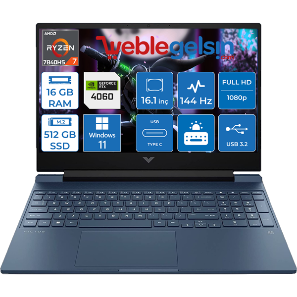 Hp Victus 16-S0015NT Amd Ryzen7 7840HS 16GB DDR5 Ram 512GB SSD 8GB ... Hp Victus 16-S0015NT Amd Ryzen7 7840HS 16GB DDR5 Ram 512GB SSD 8GB ...