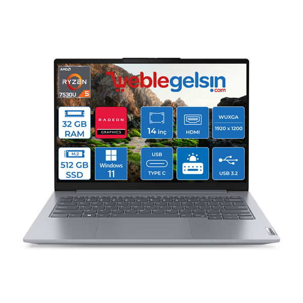 Lenovo Thinkbook 14 G6 Abp Amd Ryzen5 7530U 32GB 512GB SSD 14" Wuxga IPS Windows 11 Home ...