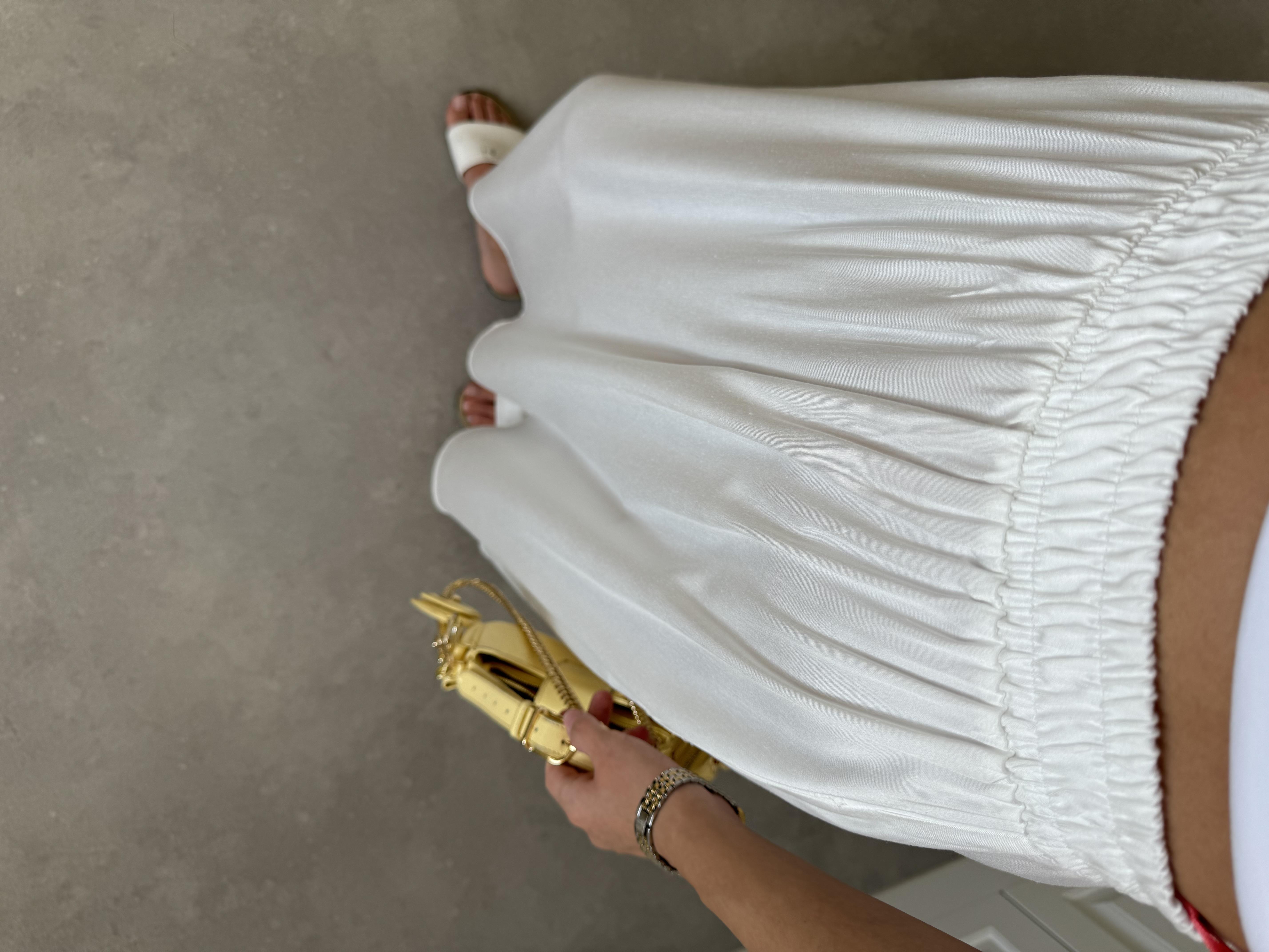 Tensel Beli Lastikli Beyaz Renk Kilos Etek